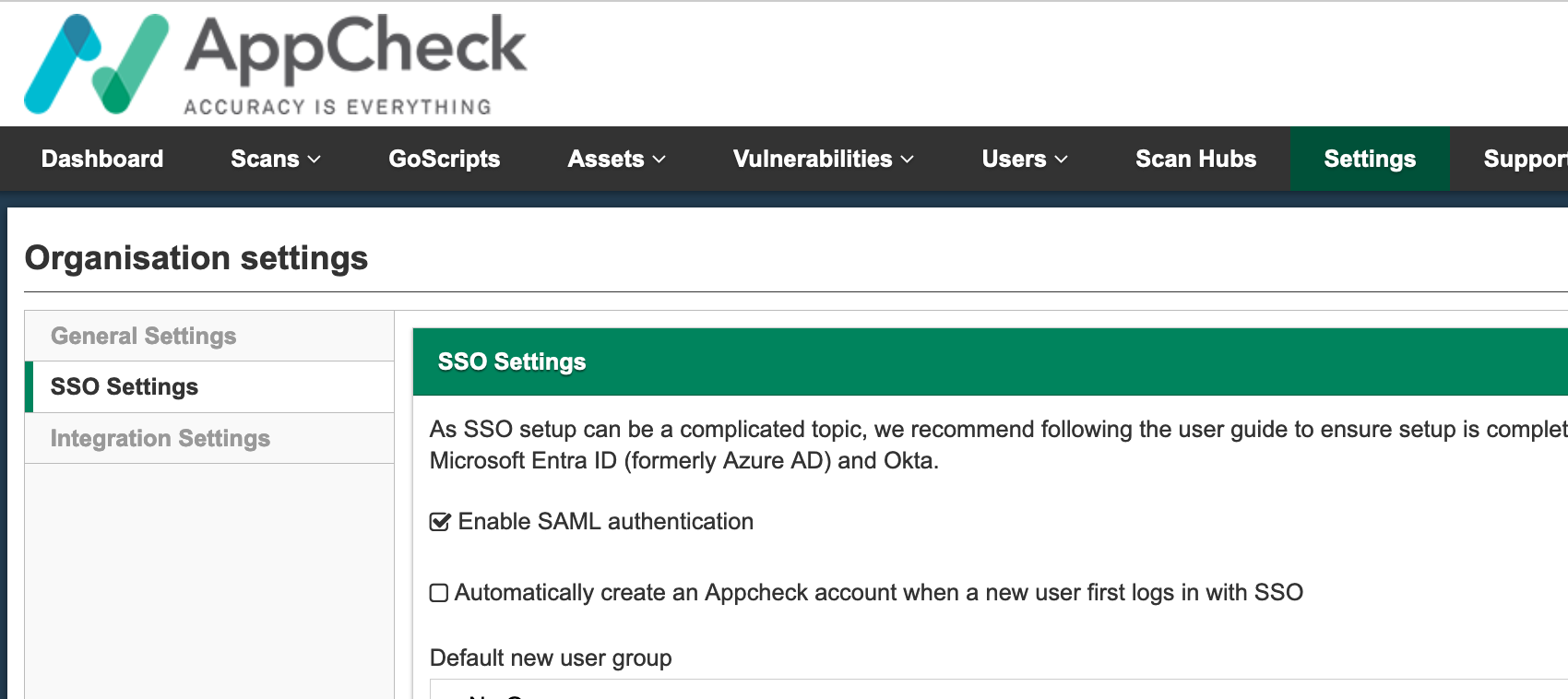 Using SSO to sign in to AppCheck – AppCheck-NG